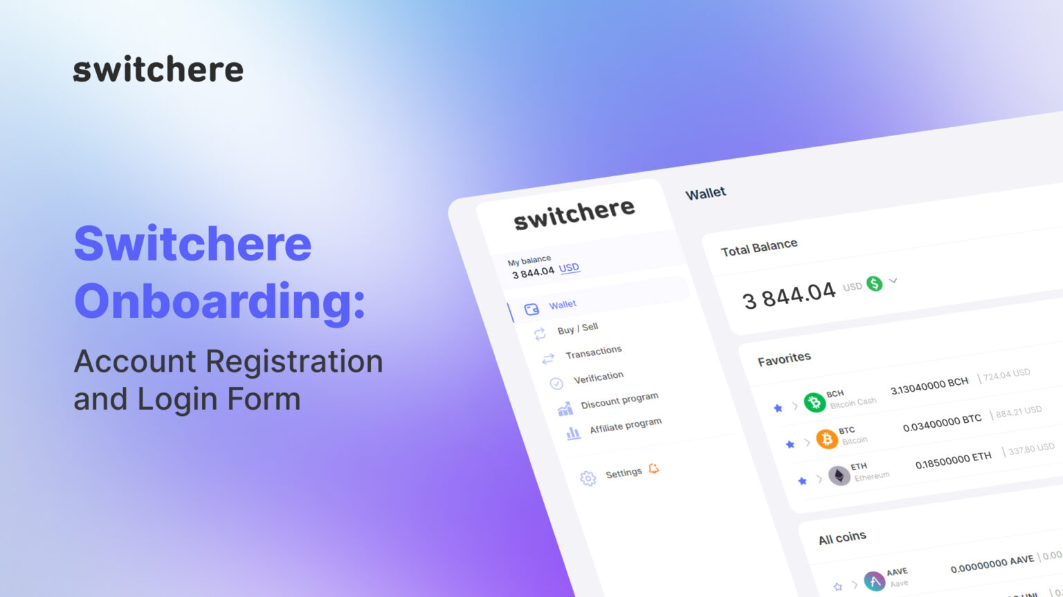 Switchere Onboarding: Account Registration and Login Form – Blog ...